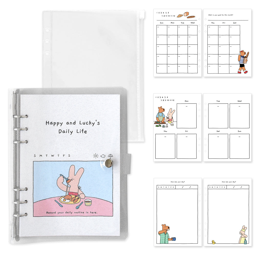 Monolike A5 Happy and Lucky Diary Set, Lunch time - Academic Planner W