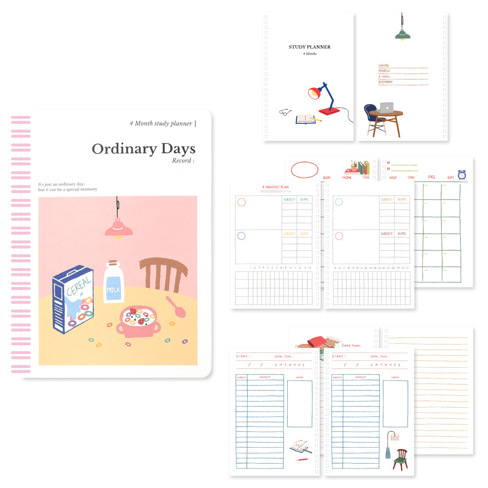 Monolike Ordinary days 4 Month Study Planner, Cereal - Academic Planne